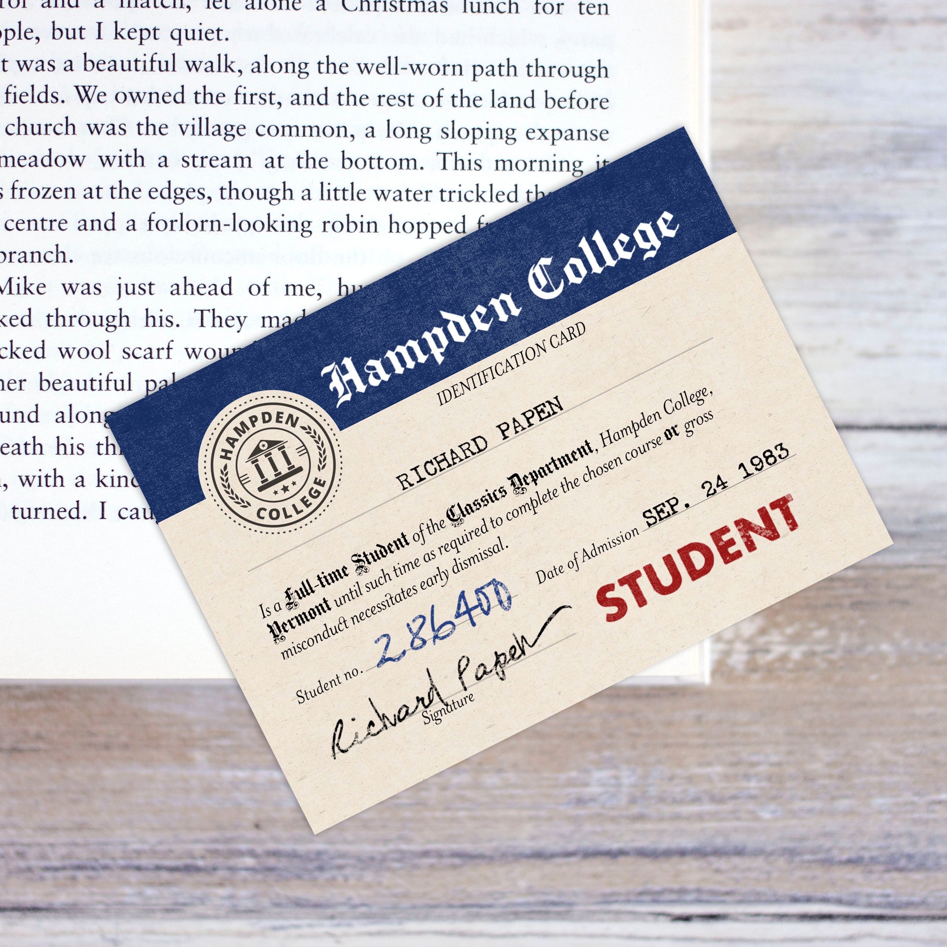 Fictional College Student ID Card Bookmark – Literary Craft Parlour