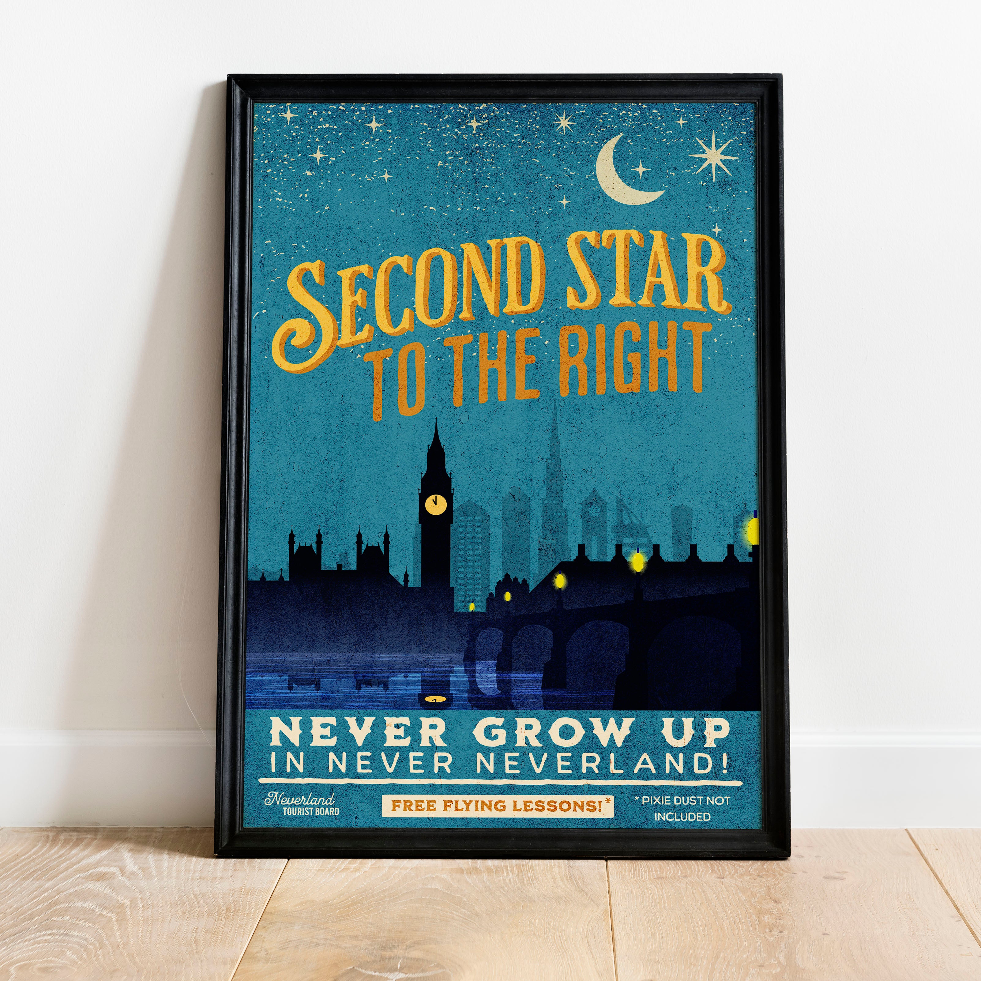 Second Star To The Right Vintage Poster Print – Literary Craft Parlour